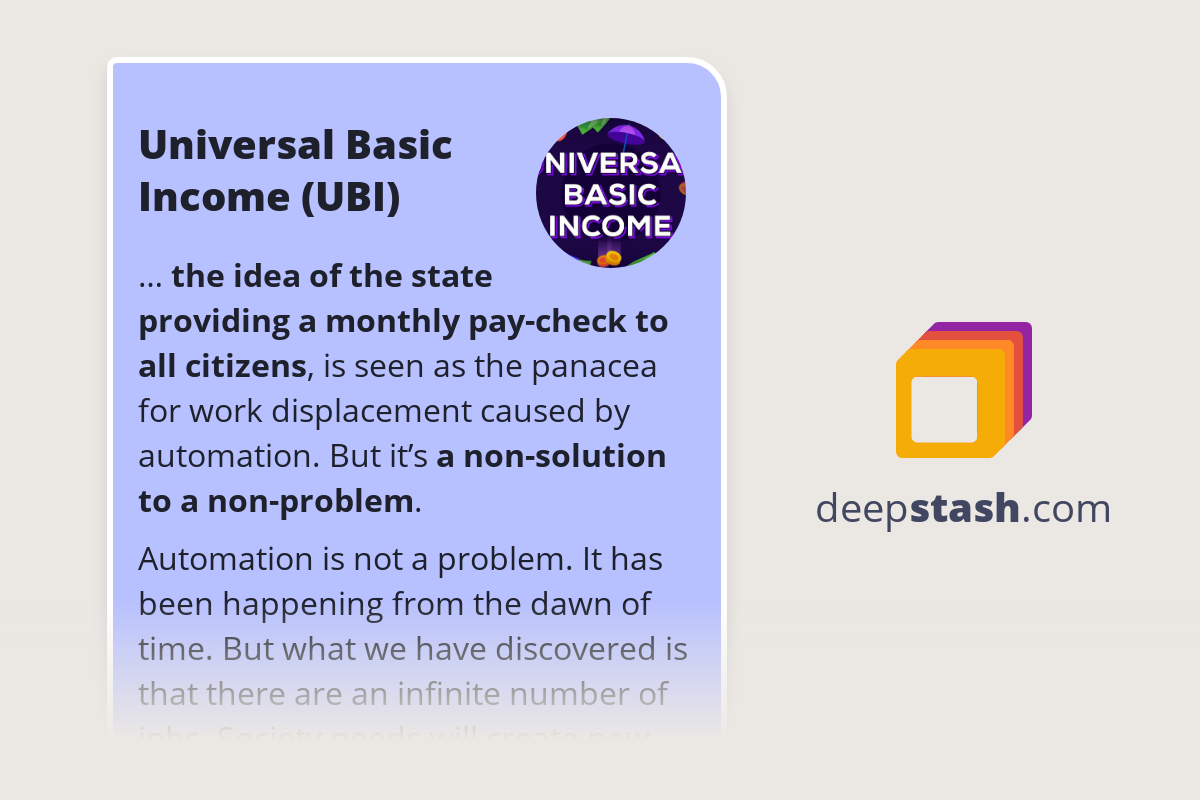 Universal Basic Income (UBI) - Deepstash