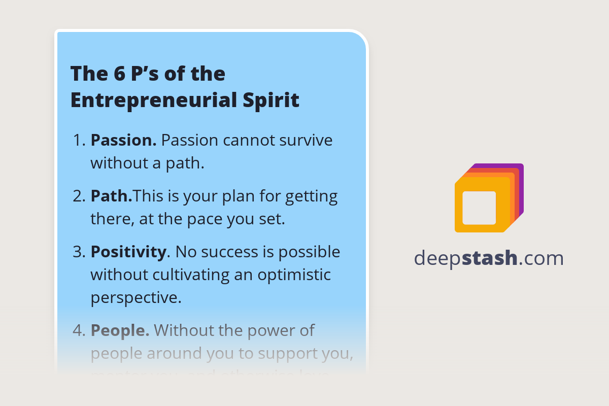 The 6 P’s of the Entrepreneurial Spirit - Deepstash