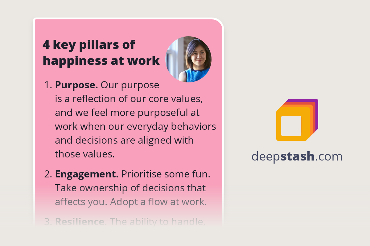 4 key pillars of happiness at work - Deepstash