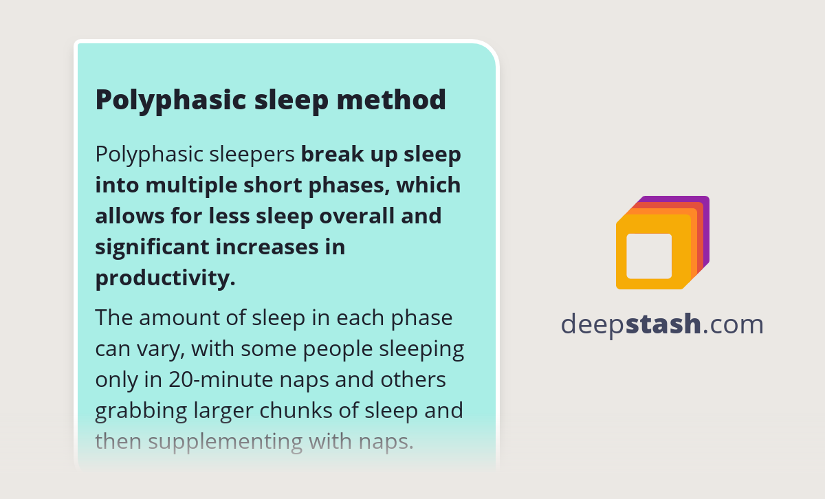 Polyphasic sleep method - Deepstash