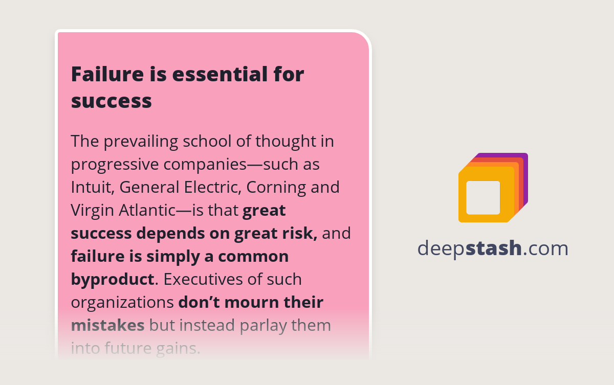 Failure is essential for success - Deepstash
