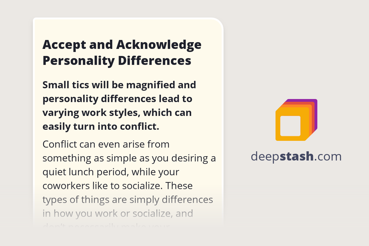 Accept and Acknowledge Personality Differences - Deepstash