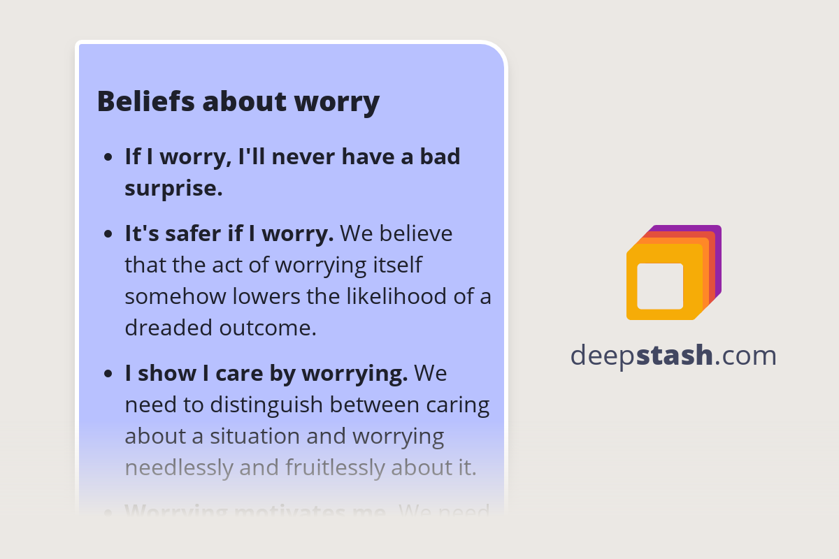 Beliefs about worry - Deepstash