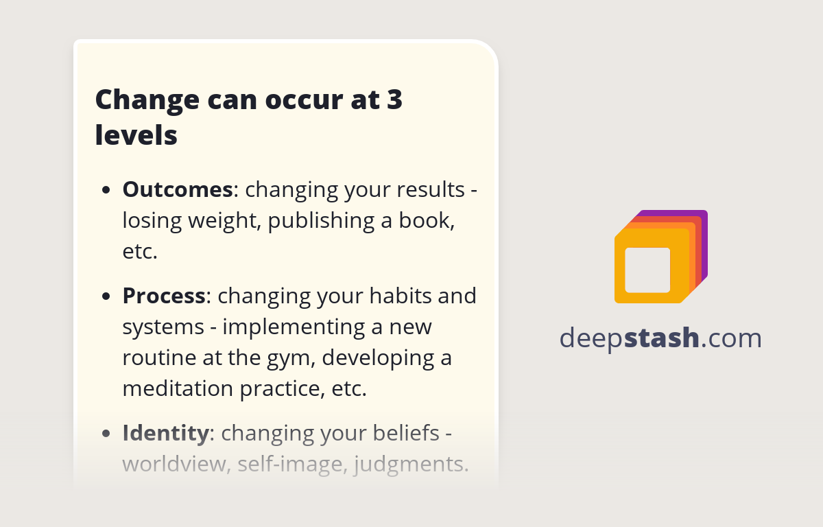 Change can occur at 3 levels - Deepstash
