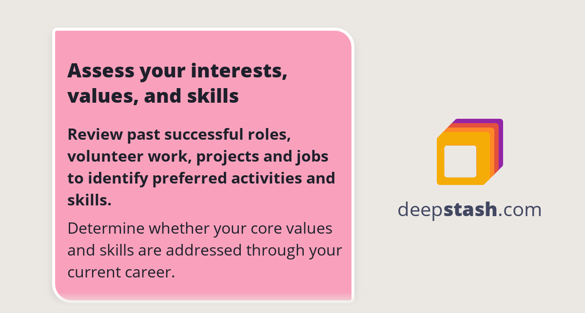 Assess your interests, values, and skills - Deepstash