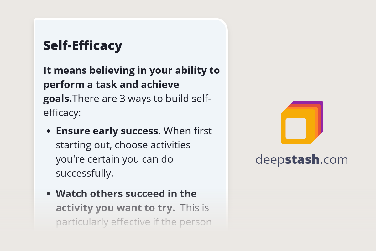 Self-Efficacy - Deepstash