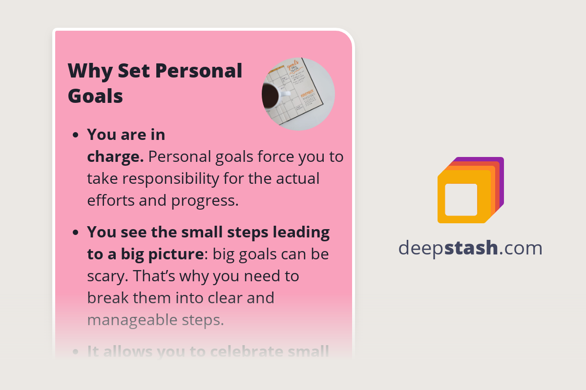 Why Set Personal Goals - Deepstash