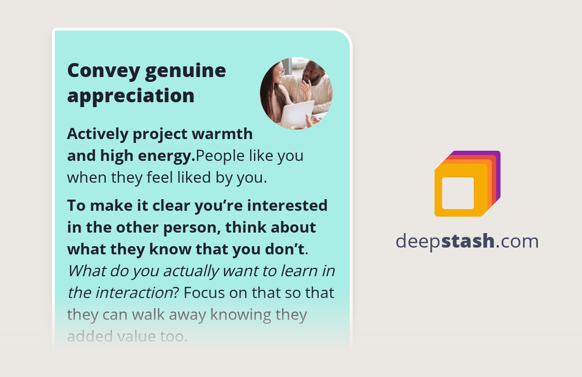 Convey genuine appreciation - Deepstash