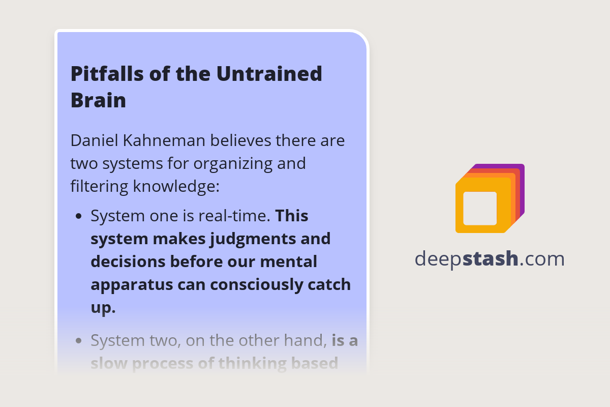 Pitfalls of the Untrained Brain - Deepstash
