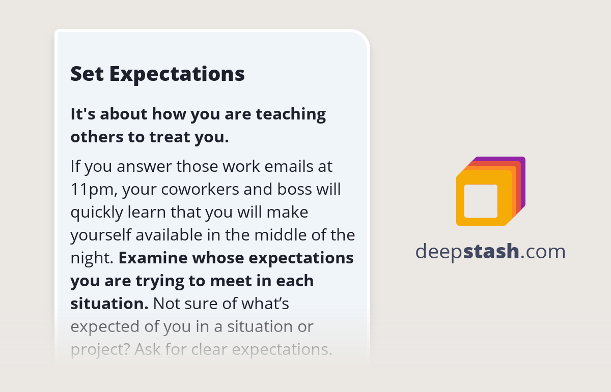 Set Expectations - Deepstash