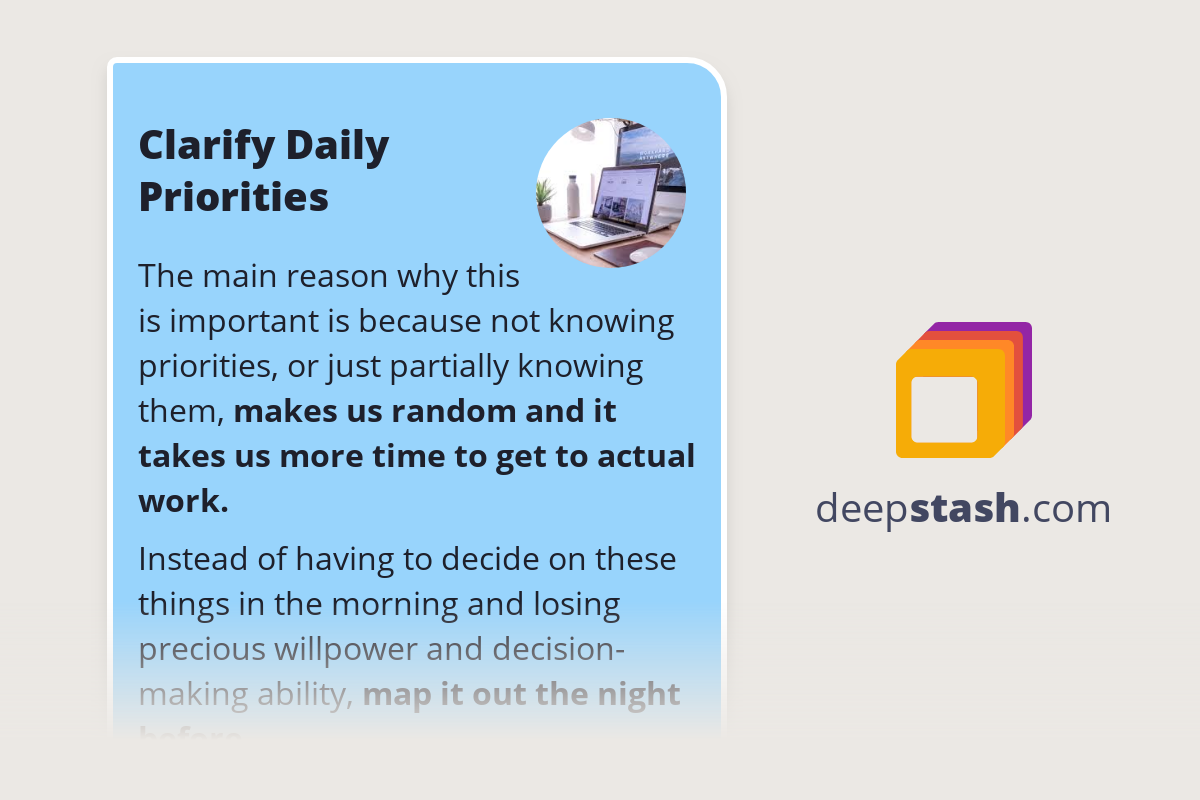 Clarify Daily Priorities - Deepstash