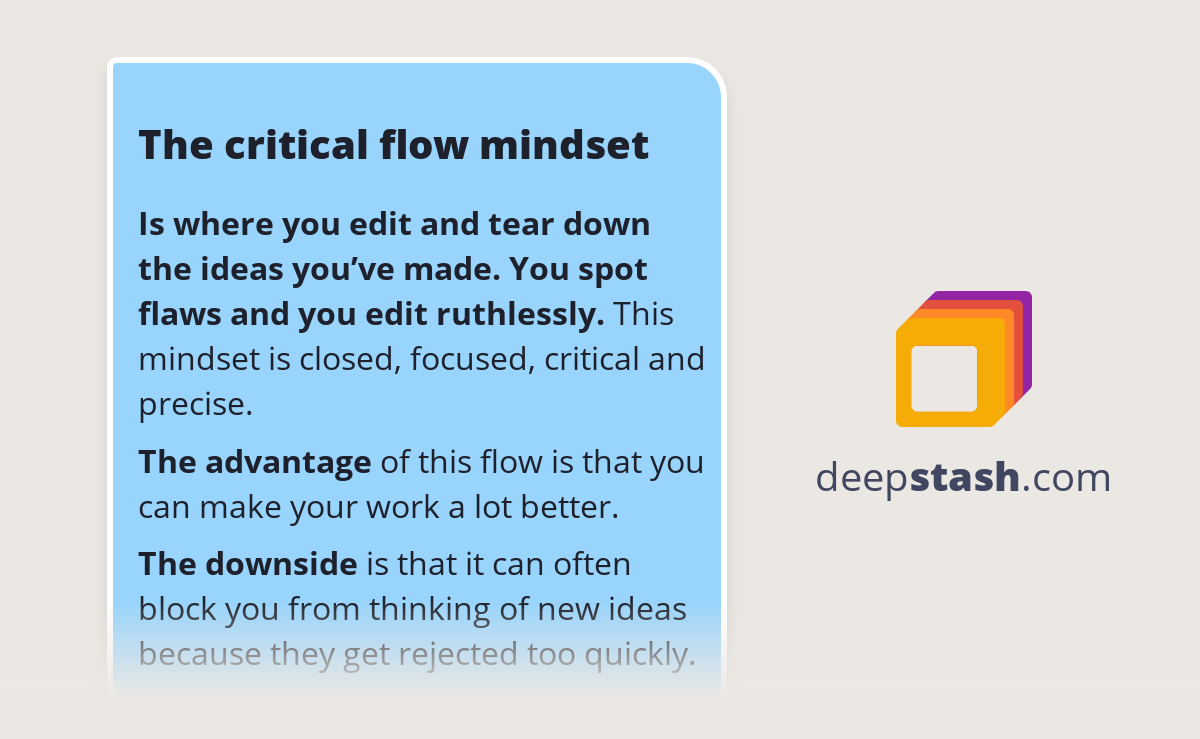 The critical flow mindset - Deepstash