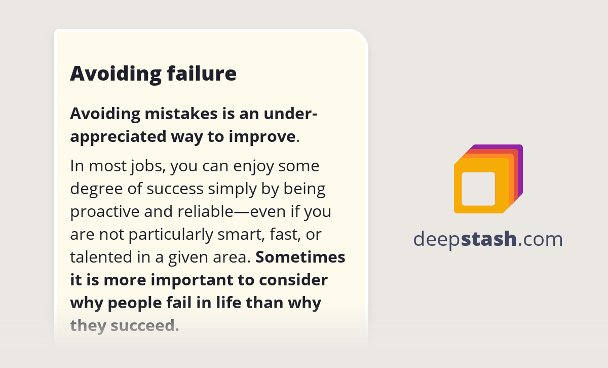 Avoiding failure - Deepstash