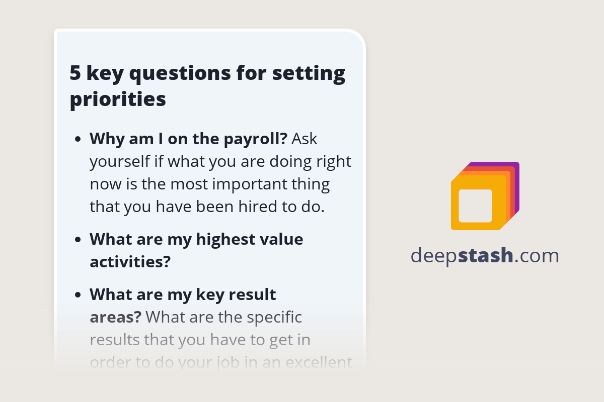 5 key questions for setting priorities - Deepstash
