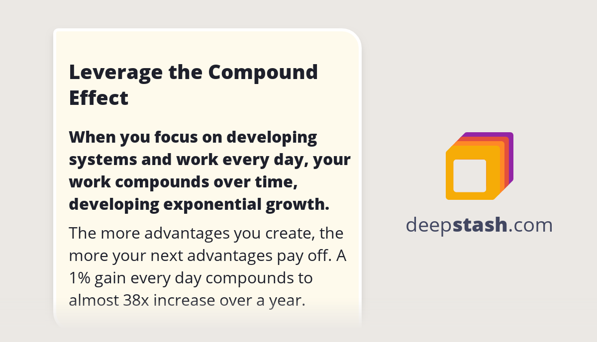 Leverage the Compound Effect - Deepstash