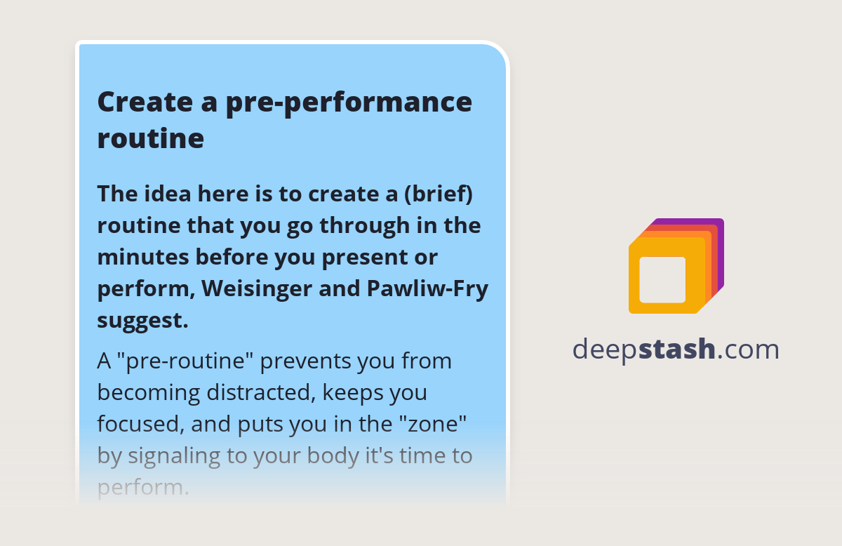 Create a pre-performance routine - Deepstash