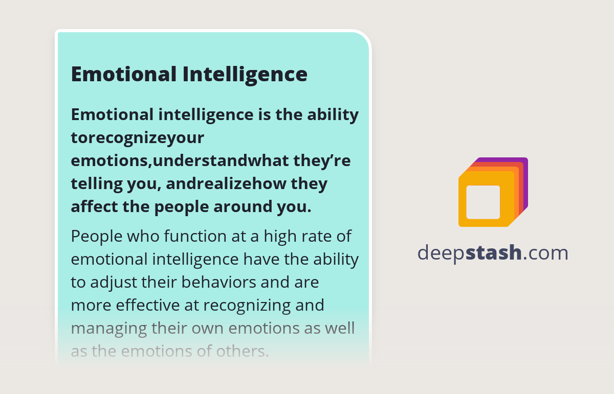 Emotional Intelligence - Deepstash