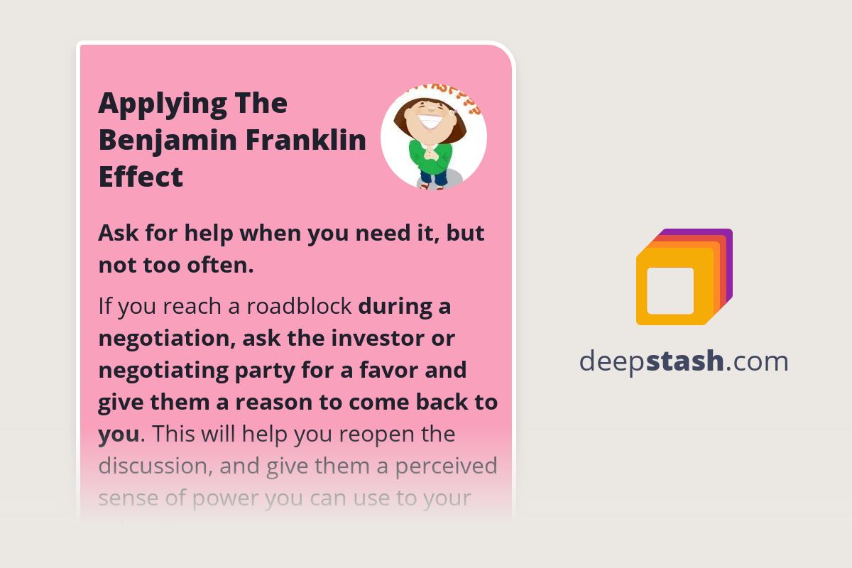 Applying The Benjamin Franklin Effect - Deepstash
