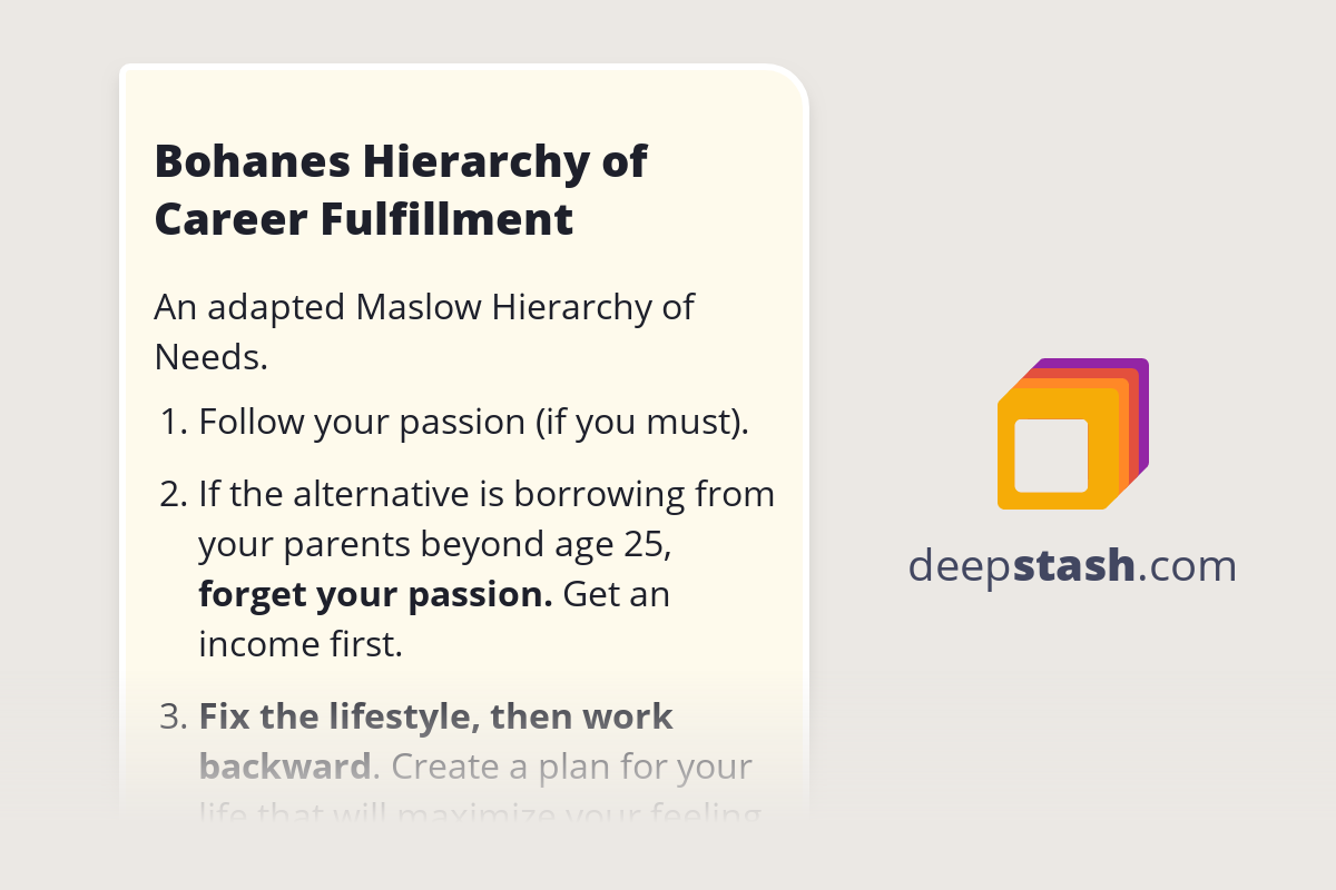 Bohanes Hierarchy of Career Fulfillment - Deepstash