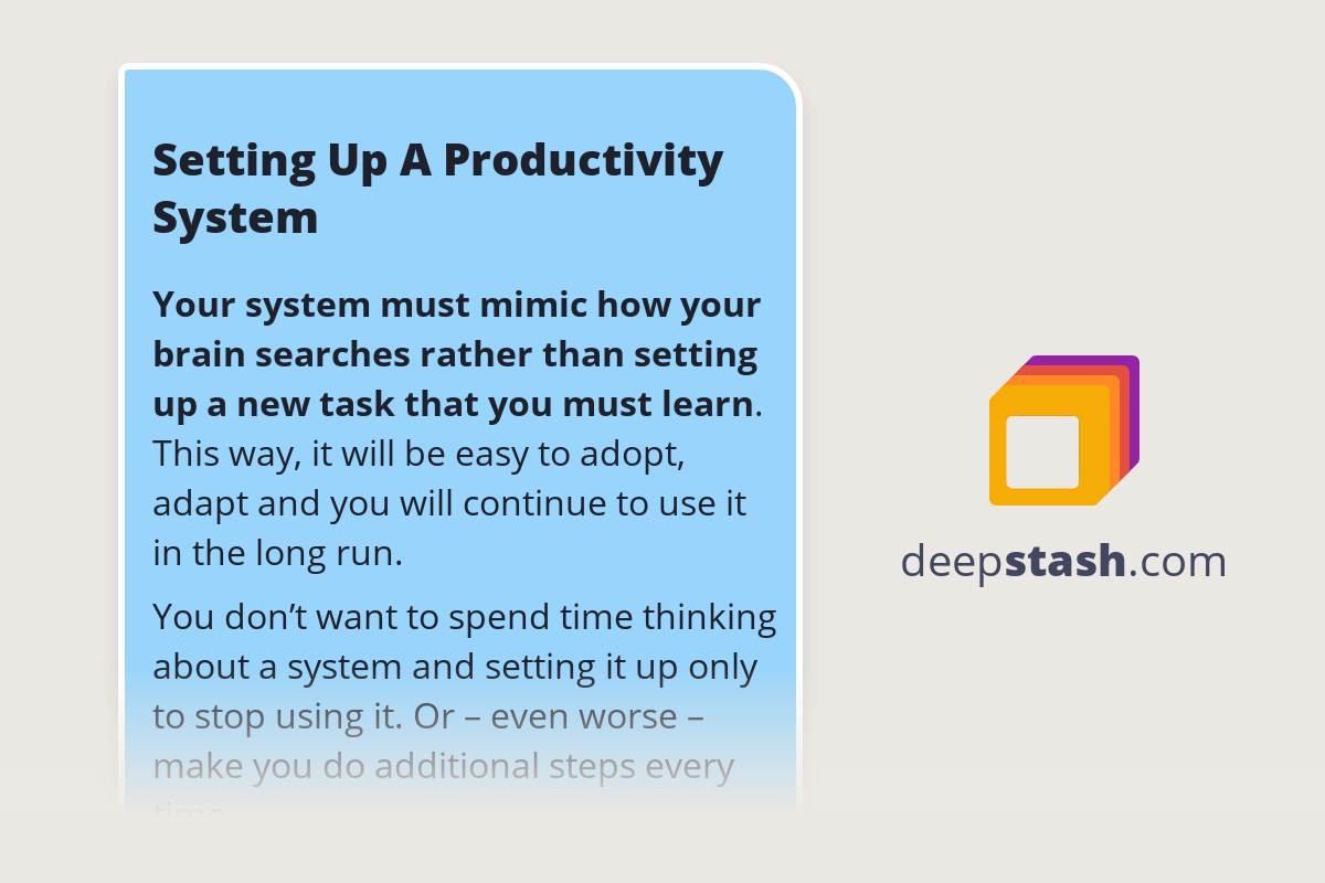 Setting Up A Productivity System - Deepstash