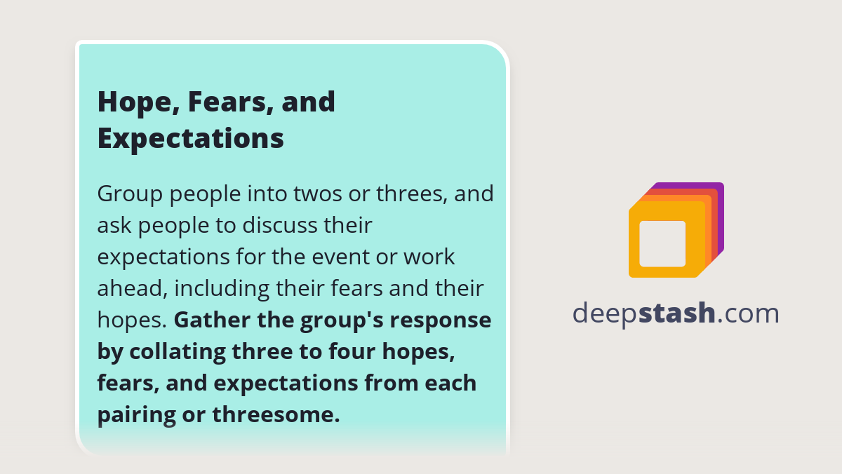 Hope, Fears, and Expectations - Deepstash