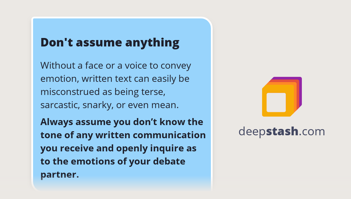Don't assume anything - Deepstash