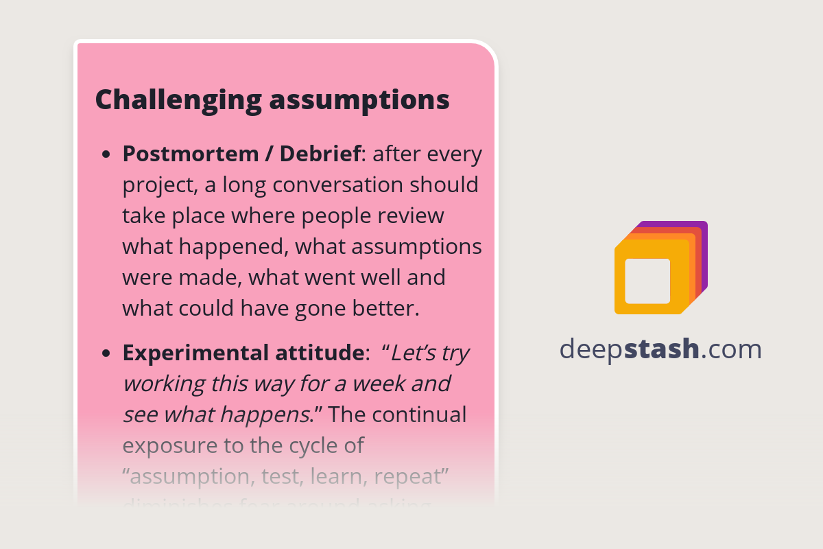 Challenging assumptions - Deepstash