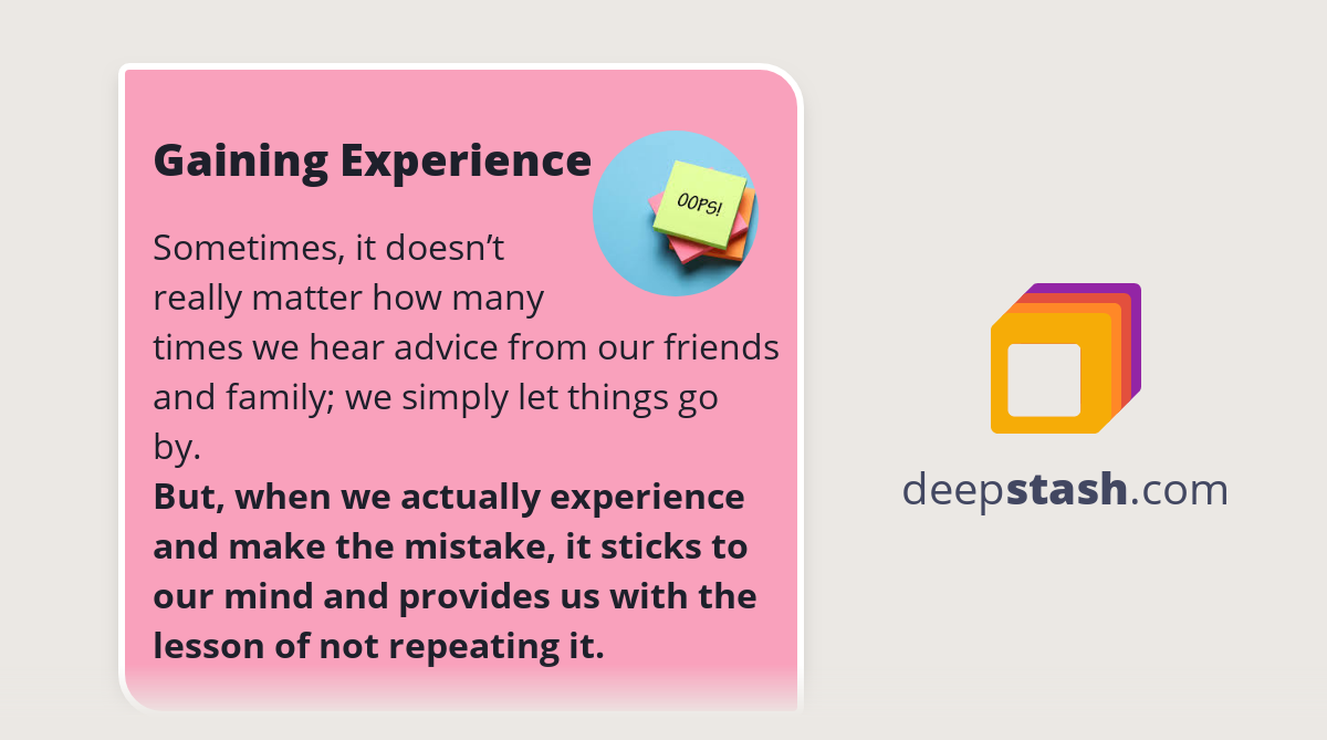 Gaining Experience - Deepstash