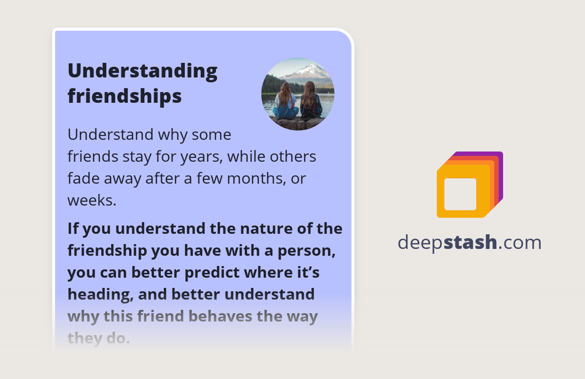 Understanding friendships - Deepstash