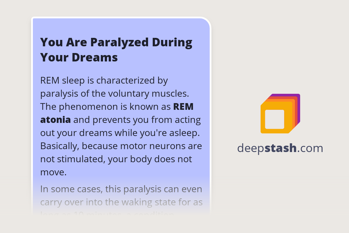 You Are Paralyzed During Your Dreams - Deepstash