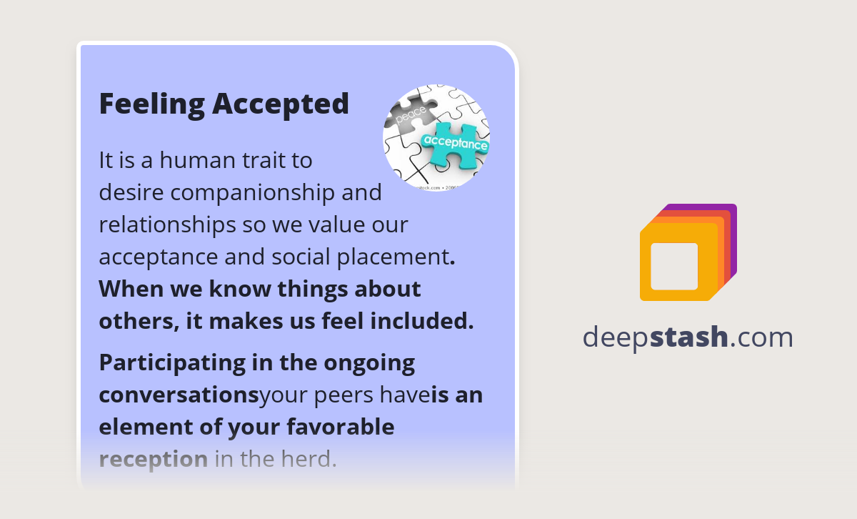 Feeling Accepted - Deepstash