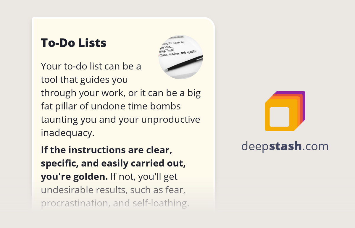 To-Do Lists - Deepstash