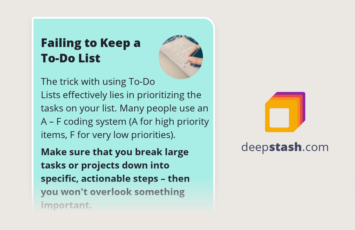 Failing to Keep a To-Do List - Deepstash