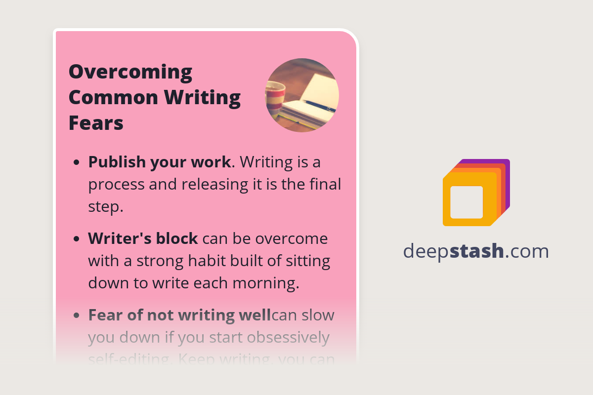 Overcoming Common Writing Fears - Deepstash Overcoming Common Writing Fears - Deepstash