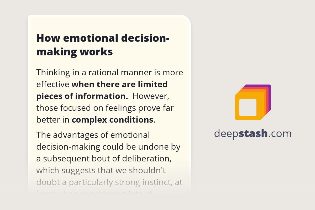 How emotional decision-making works - Deepstash