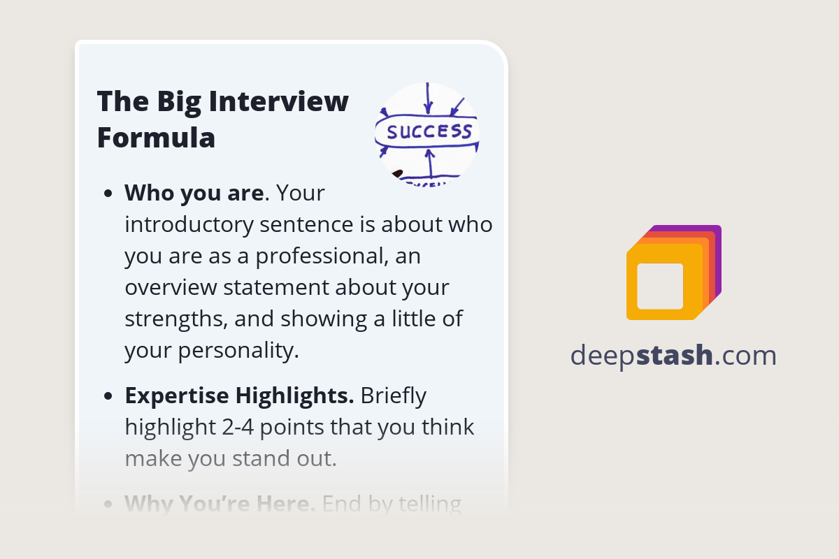 The Big Interview Formula - Deepstash