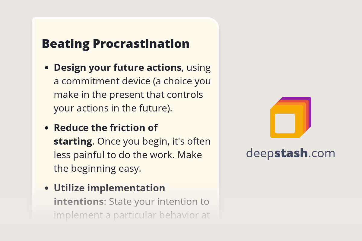 Beating Procrastination - Deepstash