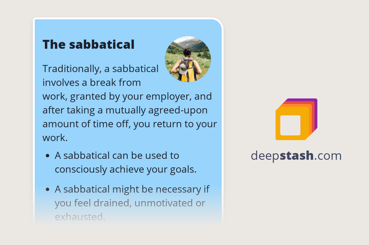 The sabbatical - Deepstash