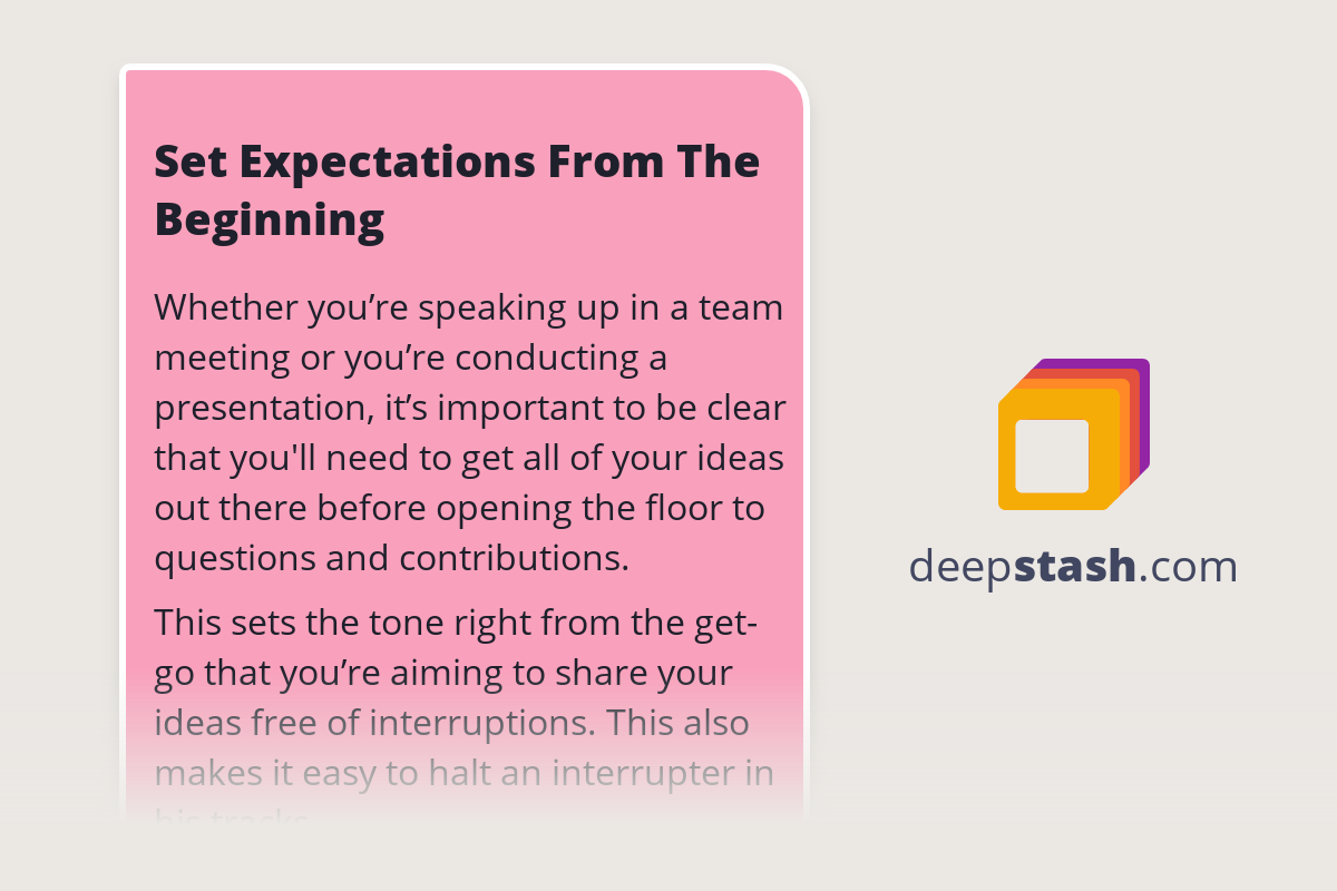 Set Expectations From The Beginning - Deepstash