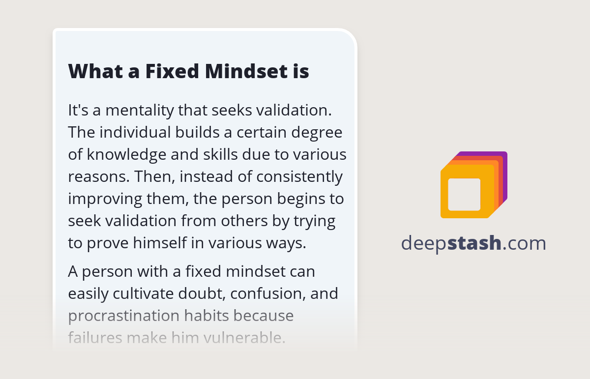 What a Fixed Mindset is - Deepstash