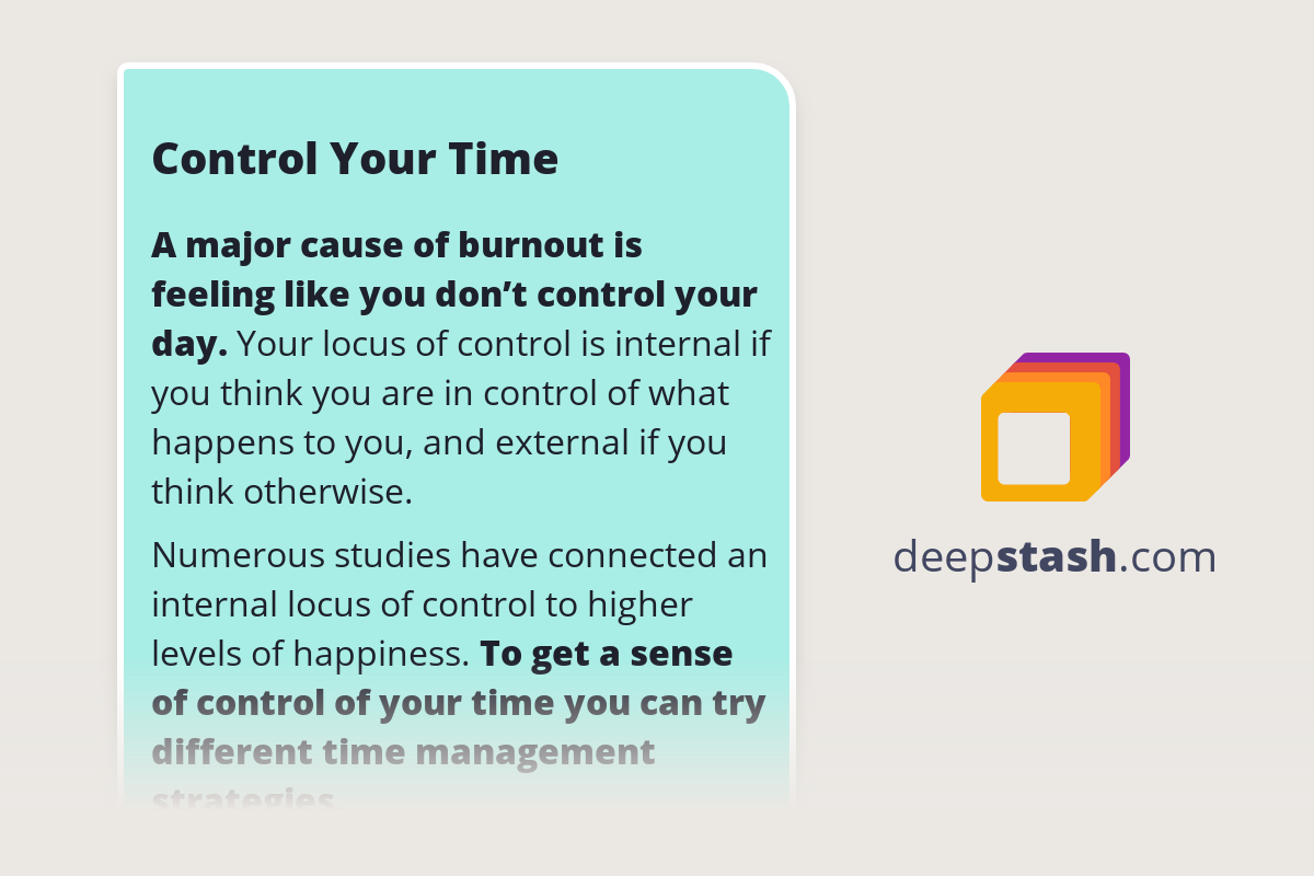 Control Your Time - Deepstash