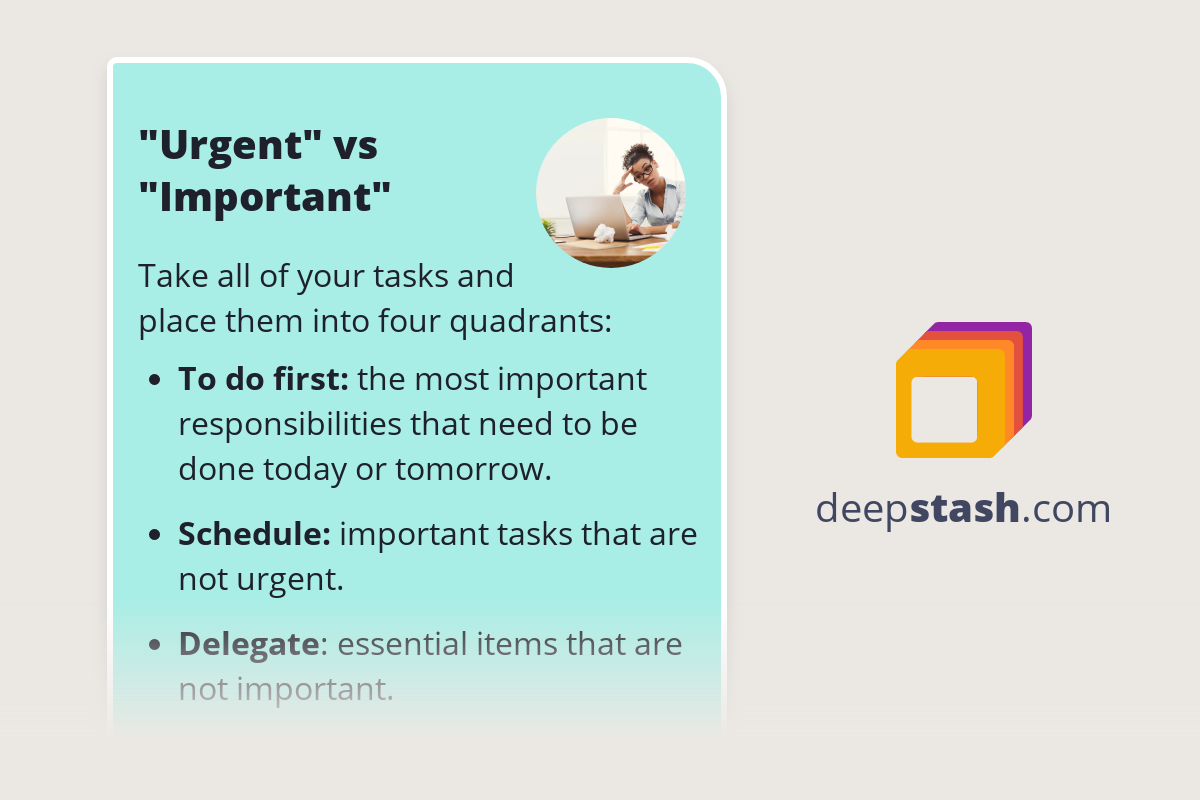 "Urgent" vs "Important" - Deepstash