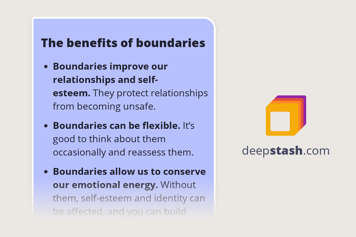 The benefits of boundaries - Deepstash