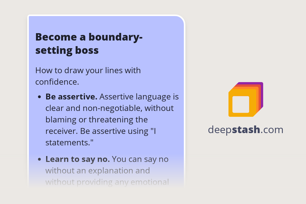 Become a boundary-setting boss - Deepstash