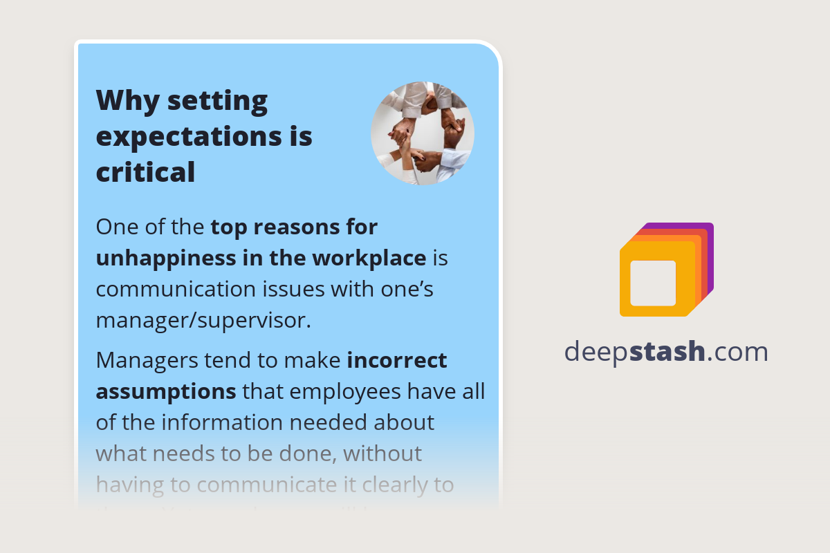 Why setting expectations is critical - Deepstash