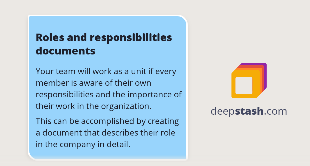 Roles and responsibilities documents - Deepstash