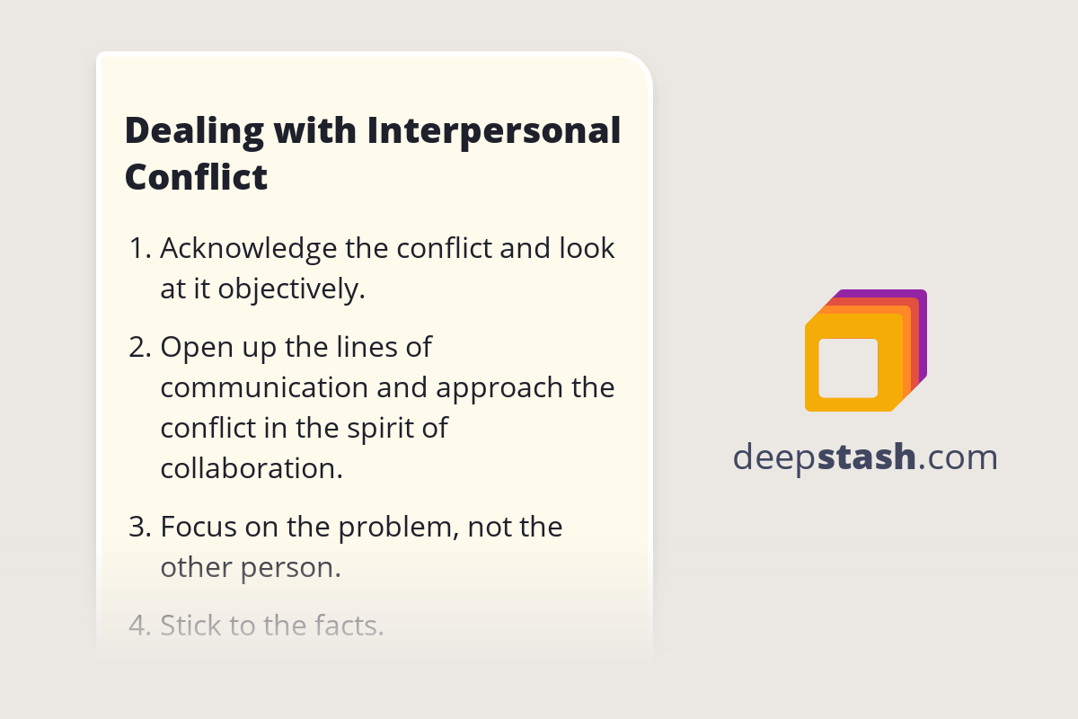 Dealing with Interpersonal Conflict - Deepstash