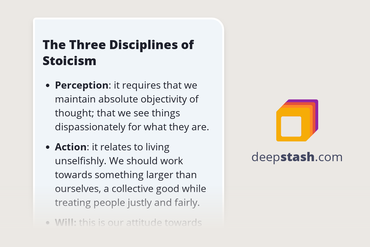 The Three Disciplines of Stoicism - Deepstash