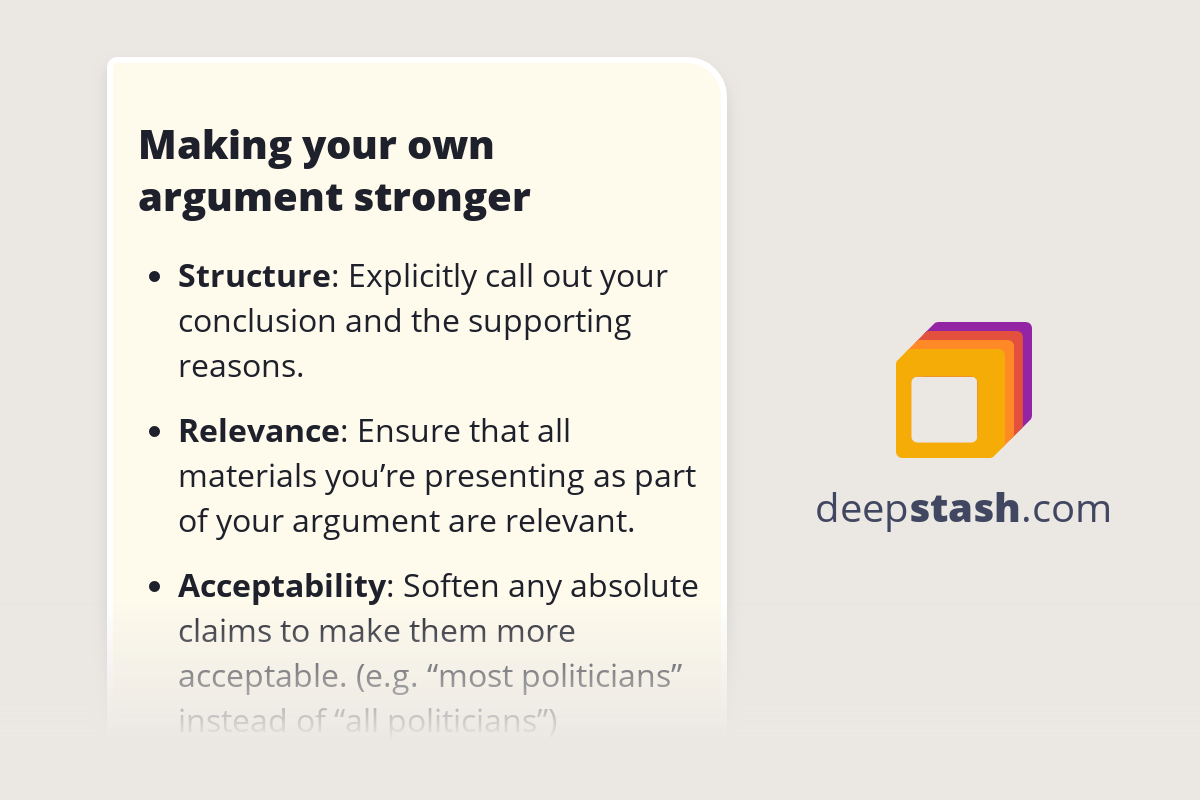 Making your own argument stronger - Deepstash