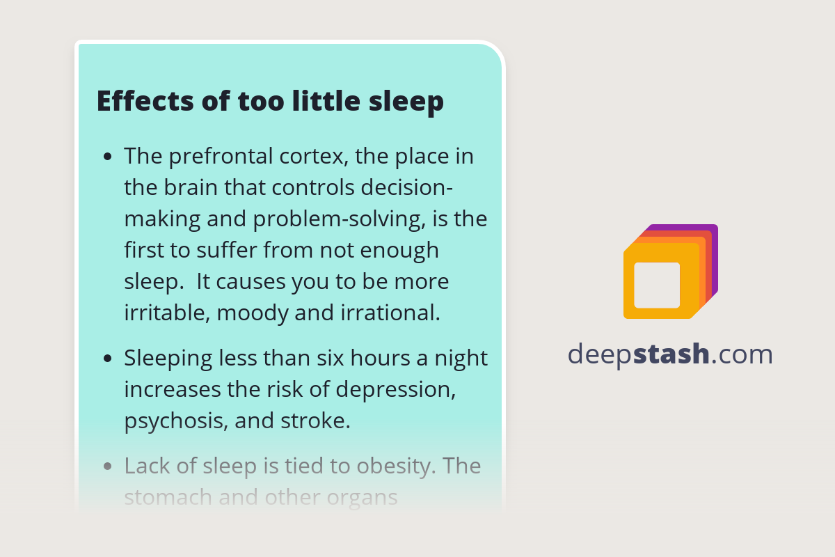 Effects of too little sleep - Deepstash